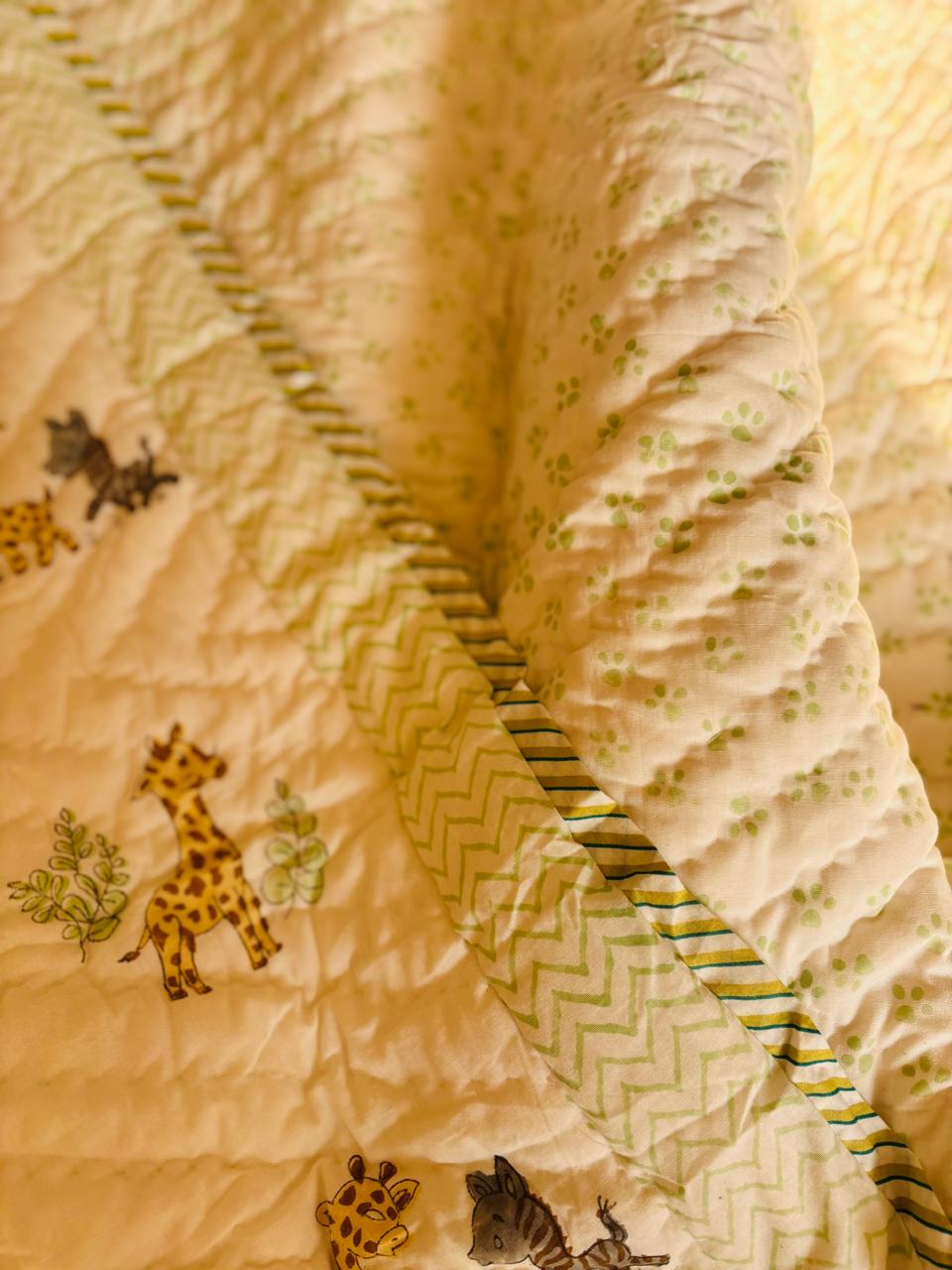 Block Print Quilts - Jungle Theme 🦁 🦒 🐘 🦓 Single Big Size -All Season ...