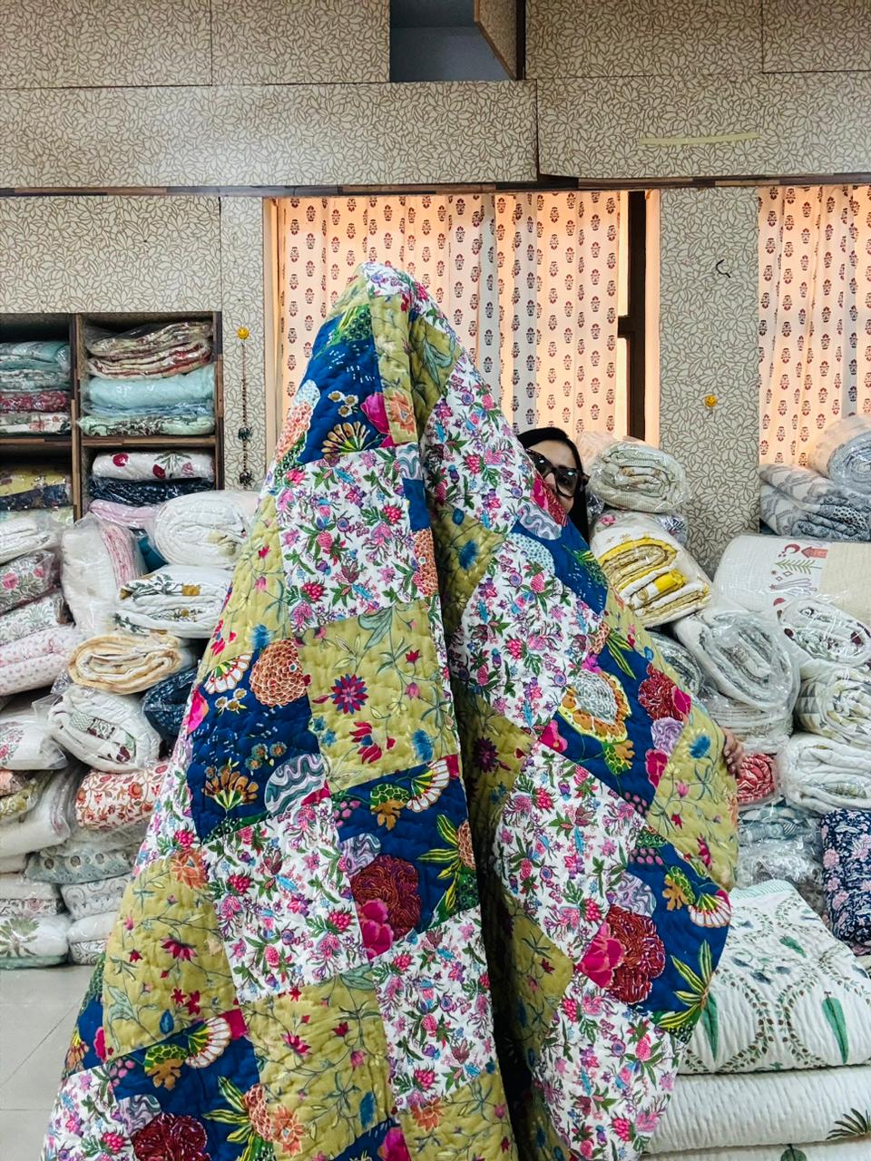 Double Bed - JAIPURI QUILT- Hand Block Print - Butterflies 🦋 (Dispatch ...