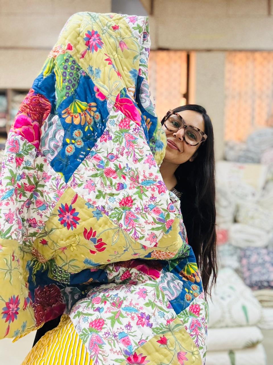 Double Bed - JAIPURI QUILT- Hand Block Print - Butterflies 🦋 (Dispatch ...