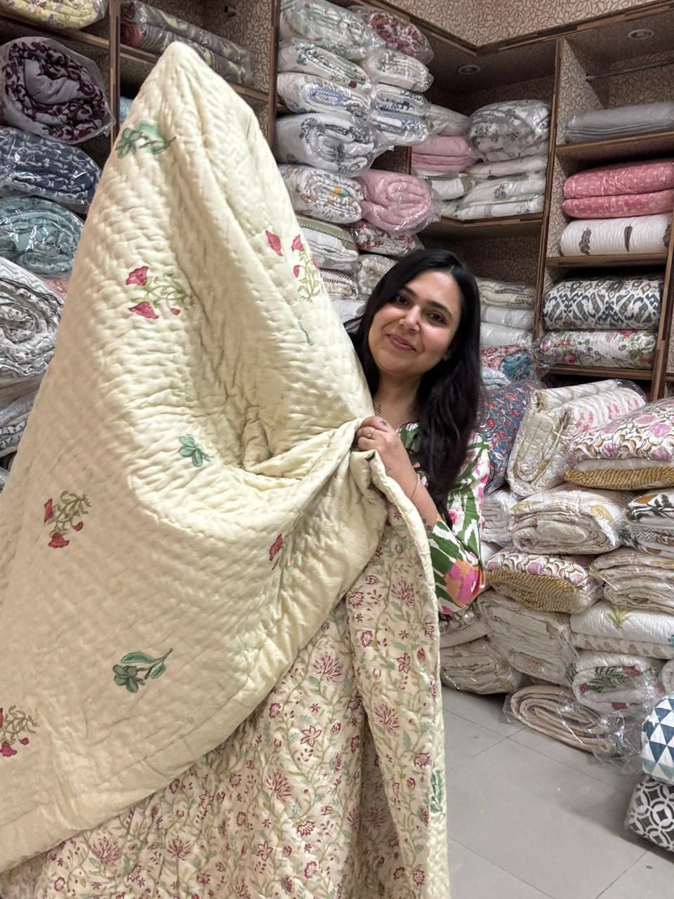 Double Bed - JAIPURI QUILT- Hand Block Print - Life 🕊️ (Dispatch Time ...