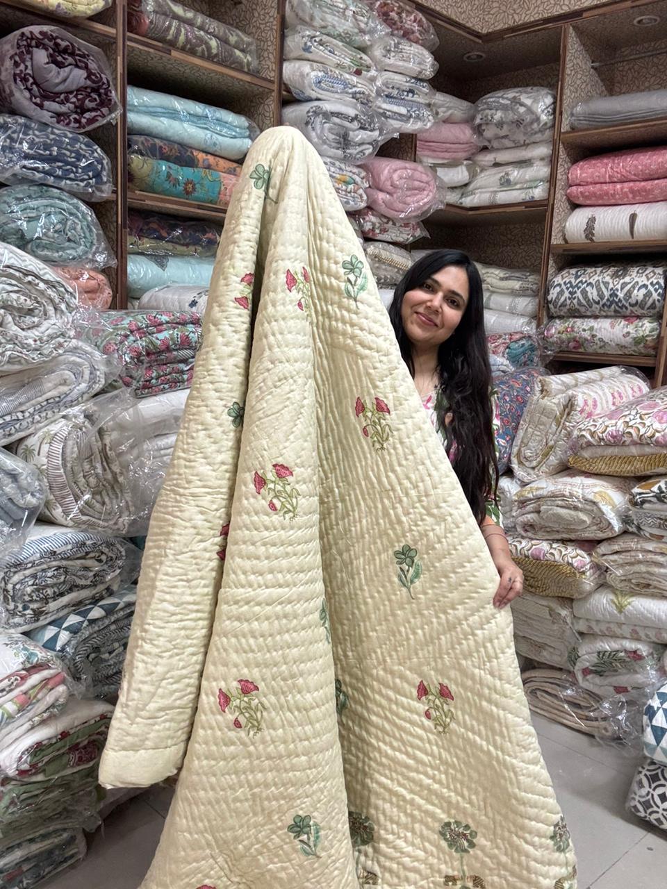 Double Bed - JAIPURI QUILT- Hand Block Print - Life 🕊️ (Dispatch Time ...